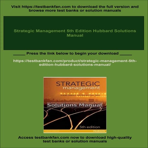 Strategic Management 5th Edition Hubbard Solutions Manual | PDF