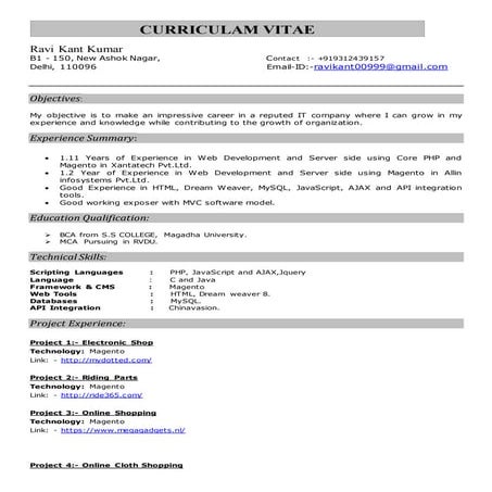 Ravi Kant Kumar Resume | DOCX