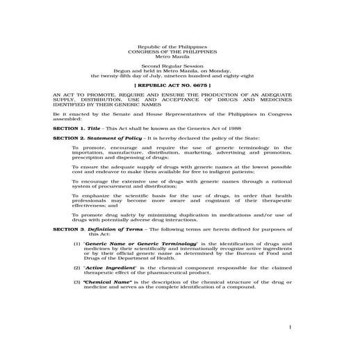 54278982 ra6675-generics-act-of-1988 | PDF