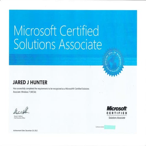 Microsoft Certified Solutions Associate - Redacted | PDF