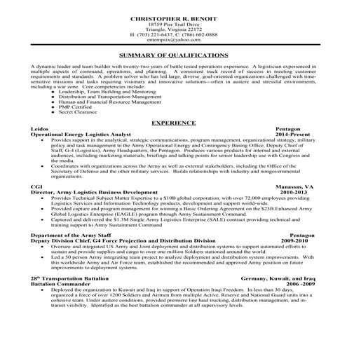 BENOIT RESUME (2014) | DOC