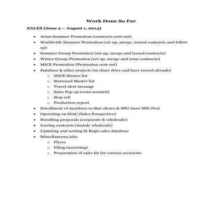 Work Done Summary | PDF