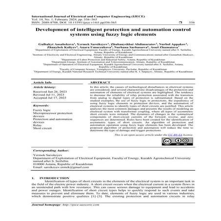 Development Of Intelligent Protection And Automation Control Systems Using Fuzzy Logic Elements