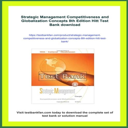 Strategic Management Competitiveness and Globalization Concepts 8th ...