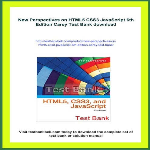 New Perspectives on HTML5 CSS3 JavaScript 6th Edition Carey Test Bank | PDF