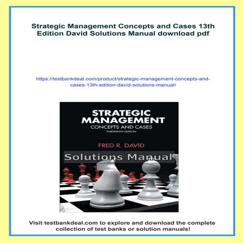 Strategic Management Concepts and Cases 13th Edition David Solutions ...