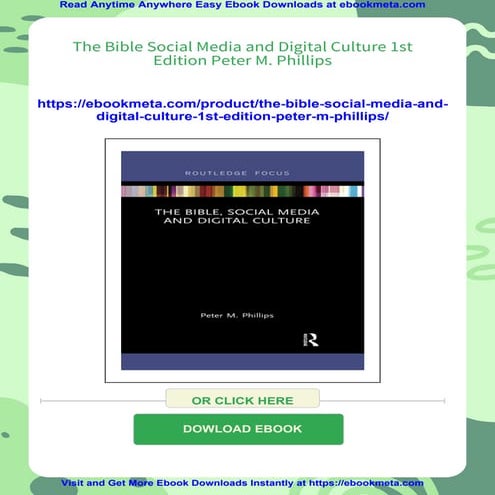 The Bible Social Media and Digital Culture 1st Edition Peter M ...