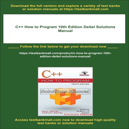 C++ How to Program 10th Edition Deitel Solutions Manual | PDF