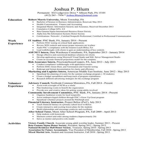 Josh Blum's Resume | PDF