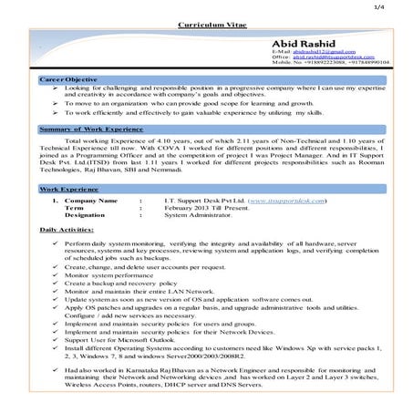 CV of AbidRashid | PDF