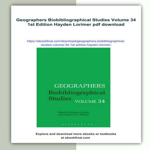 Geographers Biobibliographical Studies Volume 34 1st Edition Hayden ...