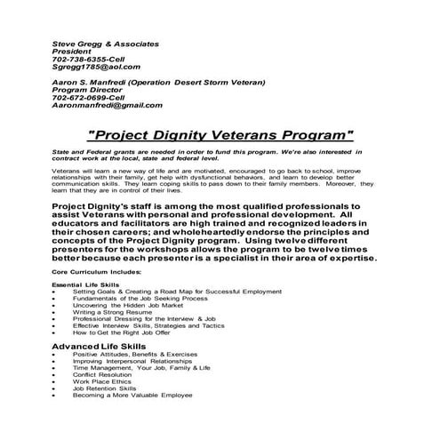 Project Dignity-Veterans | DOCX | Parenting | Family and Relationships