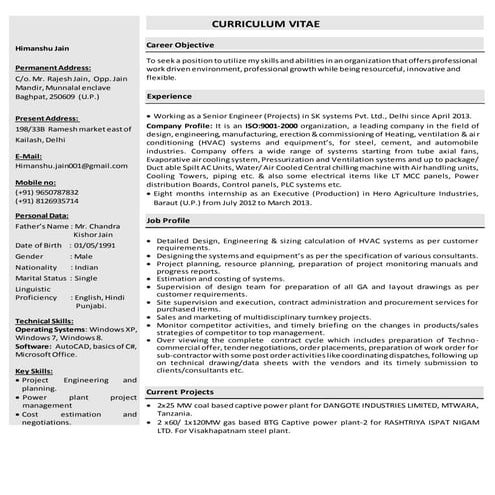 CV_Himanshu | DOCX | Power and Energy Industry | Industries