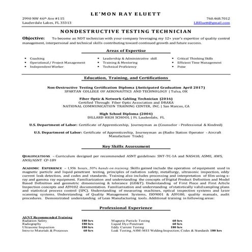 Eluett, L.R. NDT Resume Generic | DOCX