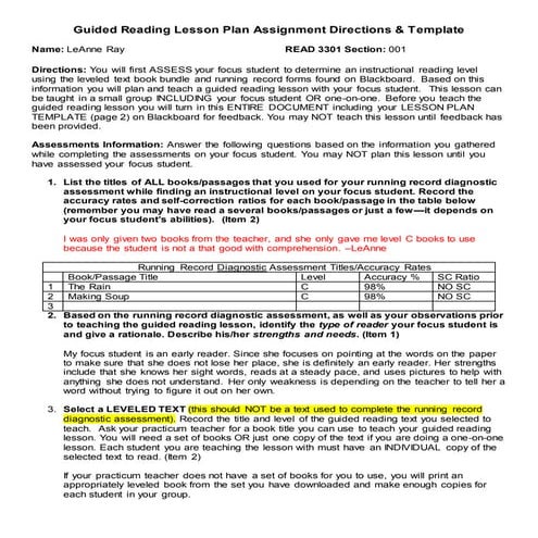 Guided Reading Lesson Plan | DOCX