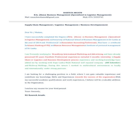 Covering Letter | PDF