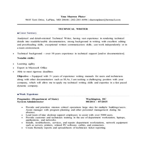 My resume for technical writer (1) | PDF