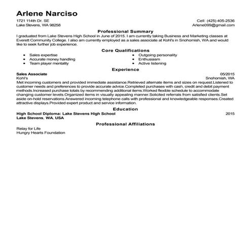 Arlene Narciso Resume 1 | PDF