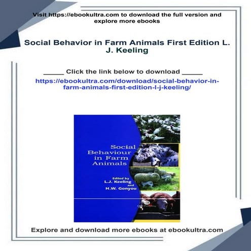 Social Behavior in Farm Animals First Edition L. J. Keeling | PDF