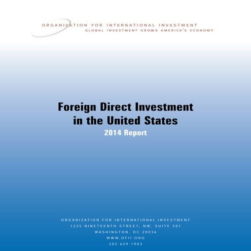 Foreign Direct Investment in the United States 2014 Report | PDF