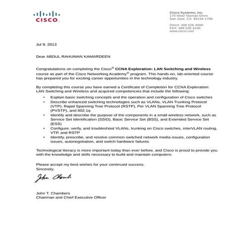 Completion of CCNA Transcript | PDF | Computer Networking | Computing