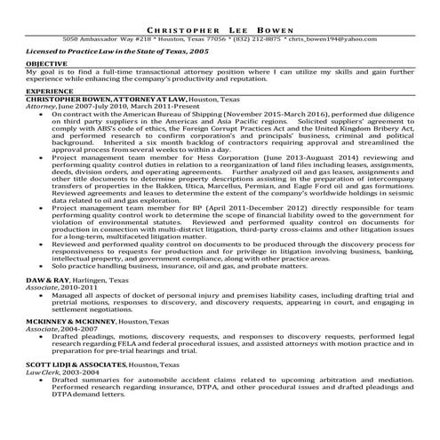 Resume Attorney | DOCX