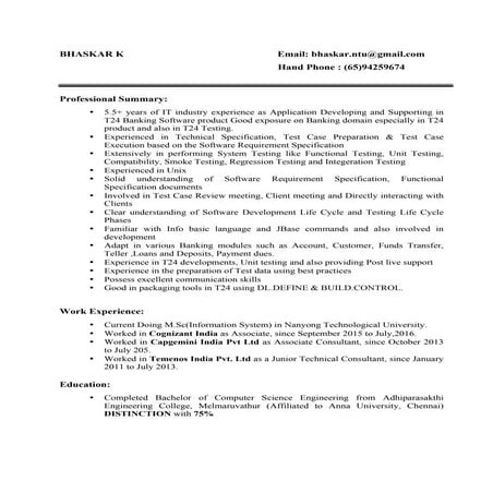 BHASKAR K_CTS_Resume | PDF