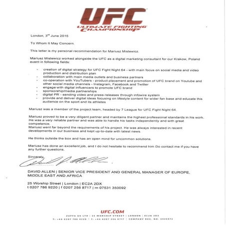 UFC reference letter | PDF