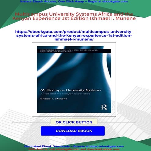 Multicampus University Systems Africa and the Kenyan Experience 1st Edition Ishmael I. Munene | PDF