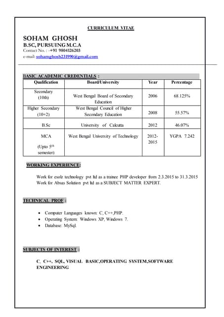 TCS CV Format | DOC