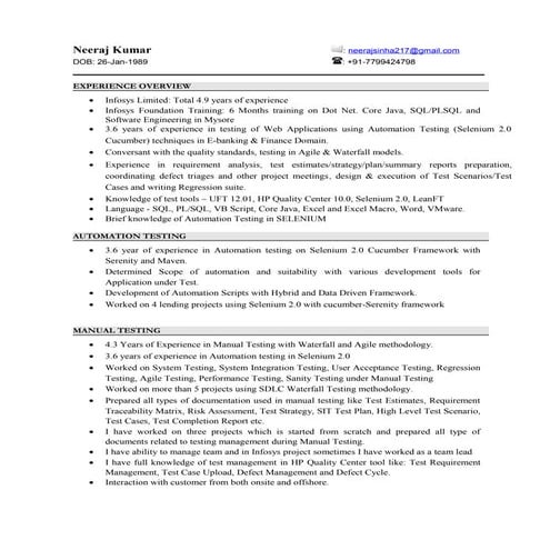 Neeraj Kumar Resume 2.0 | DOC