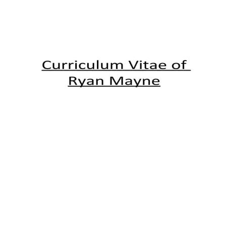 Curriculum Vitae of Ryan Mayne | DOC
