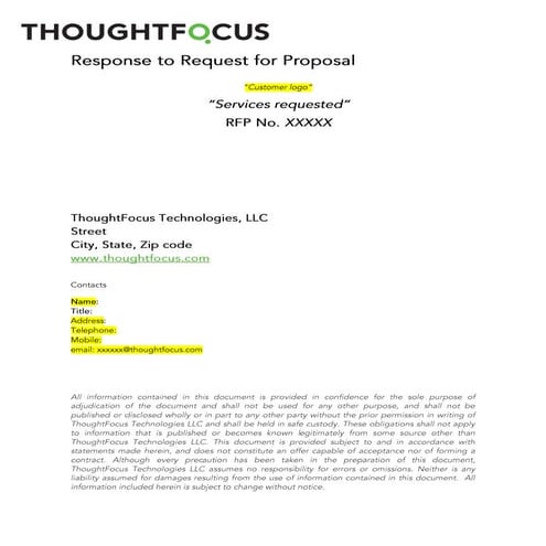 ThoughtFocus RFP response template v1.5 | PDF