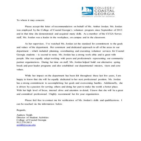 A. Jordan Recommendation Letter | PDF