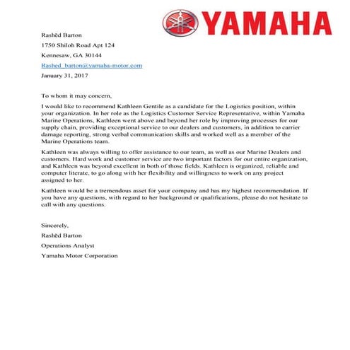 Rashed Barton Recommendation | PDF