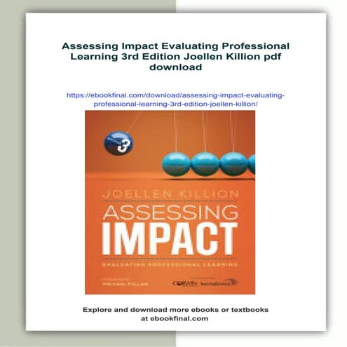Assessing Impact Evaluating Professional Learning 3rd Edition Joellen Killion | PDF