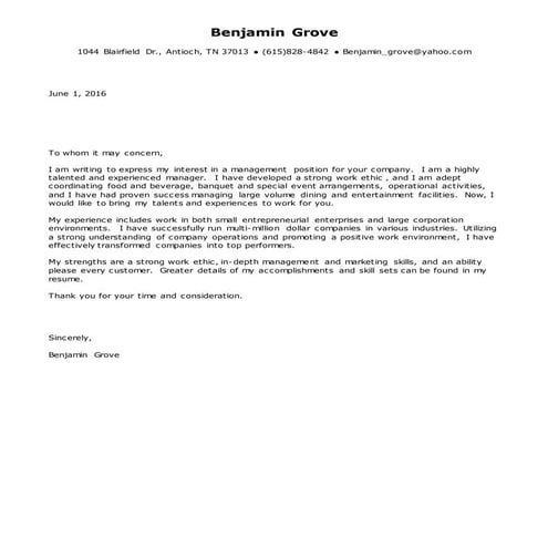 Ben Grove Resume | PDF