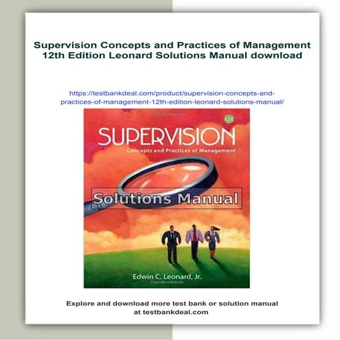 Supervision Concepts and Practices of Management 12th Edition Leonard ...