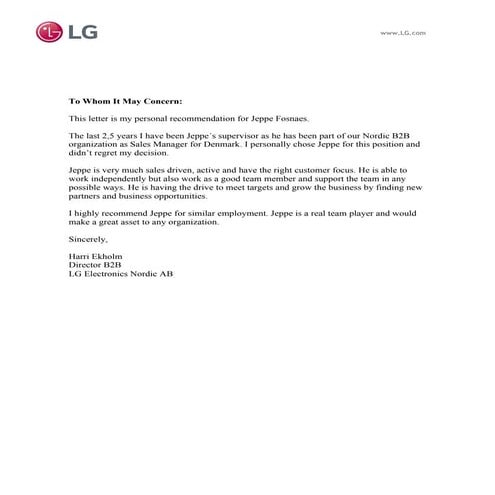 Recommendation letter LG | PDF