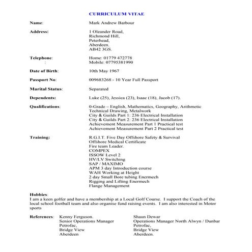 MarkBarbour CV November 2015 | DOC