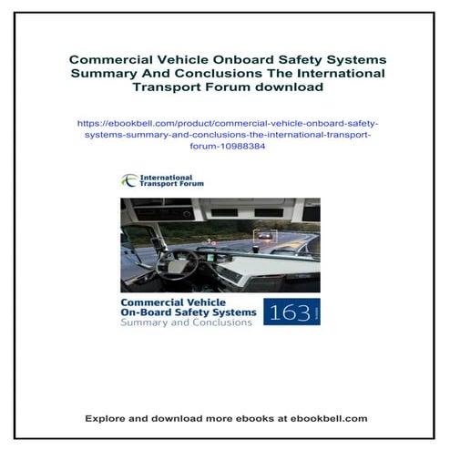 Commercial Vehicle Onboard Safety Systems Summary And Conclusions The ...