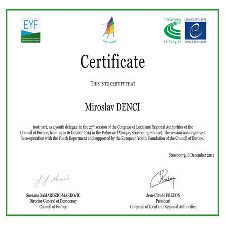 DENCI certificate 1 | PDF