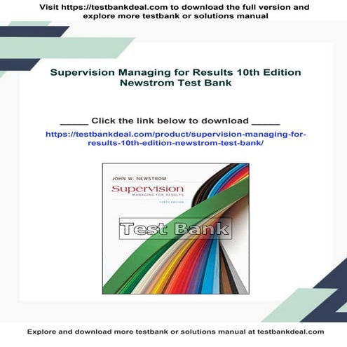 Supervision Managing for Results 10th Edition Newstrom Test Bank | PDF