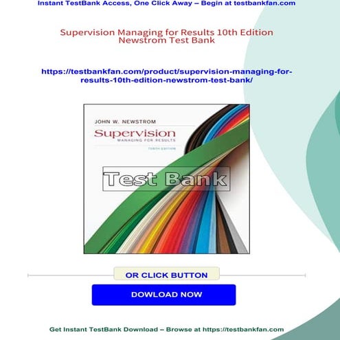 Supervision Managing for Results 10th Edition Newstrom Test Bank | PDF
