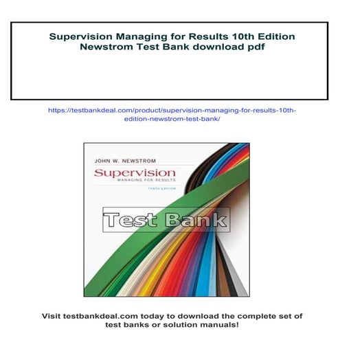 Supervision Managing for Results 10th Edition Newstrom Test Bank | PDF