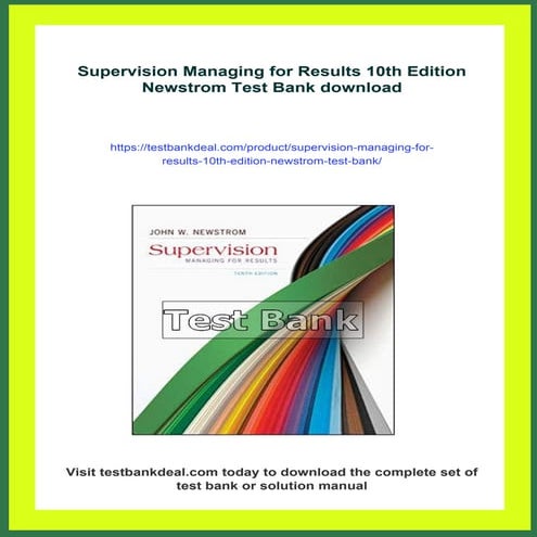 Supervision Managing for Results 10th Edition Newstrom Test Bank | PDF