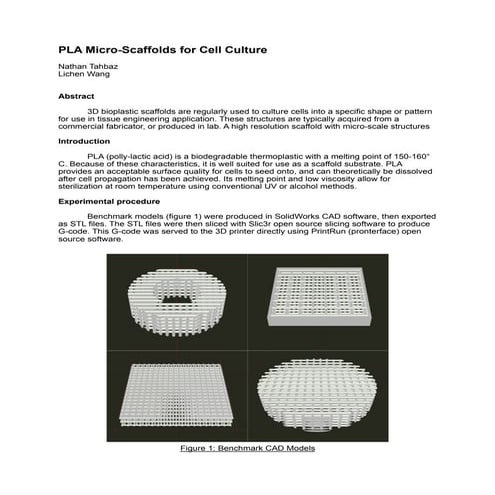 PLA Micro-Scaffolds for Cell Culture | PDF