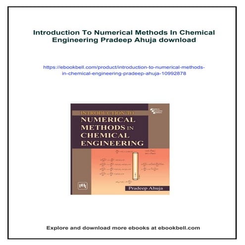 Introduction To Numerical Methods In Chemical Engineering Pradeep Ahuja ...