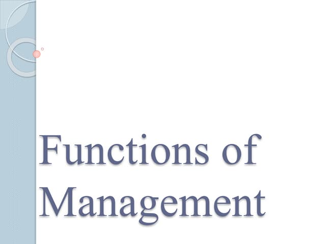 Functions of management | PPTX