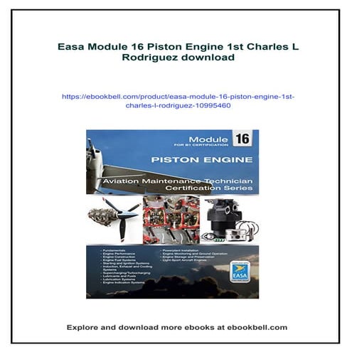 Easa Module 16 Piston Engine 1st Charles L Rodriguez | PDF